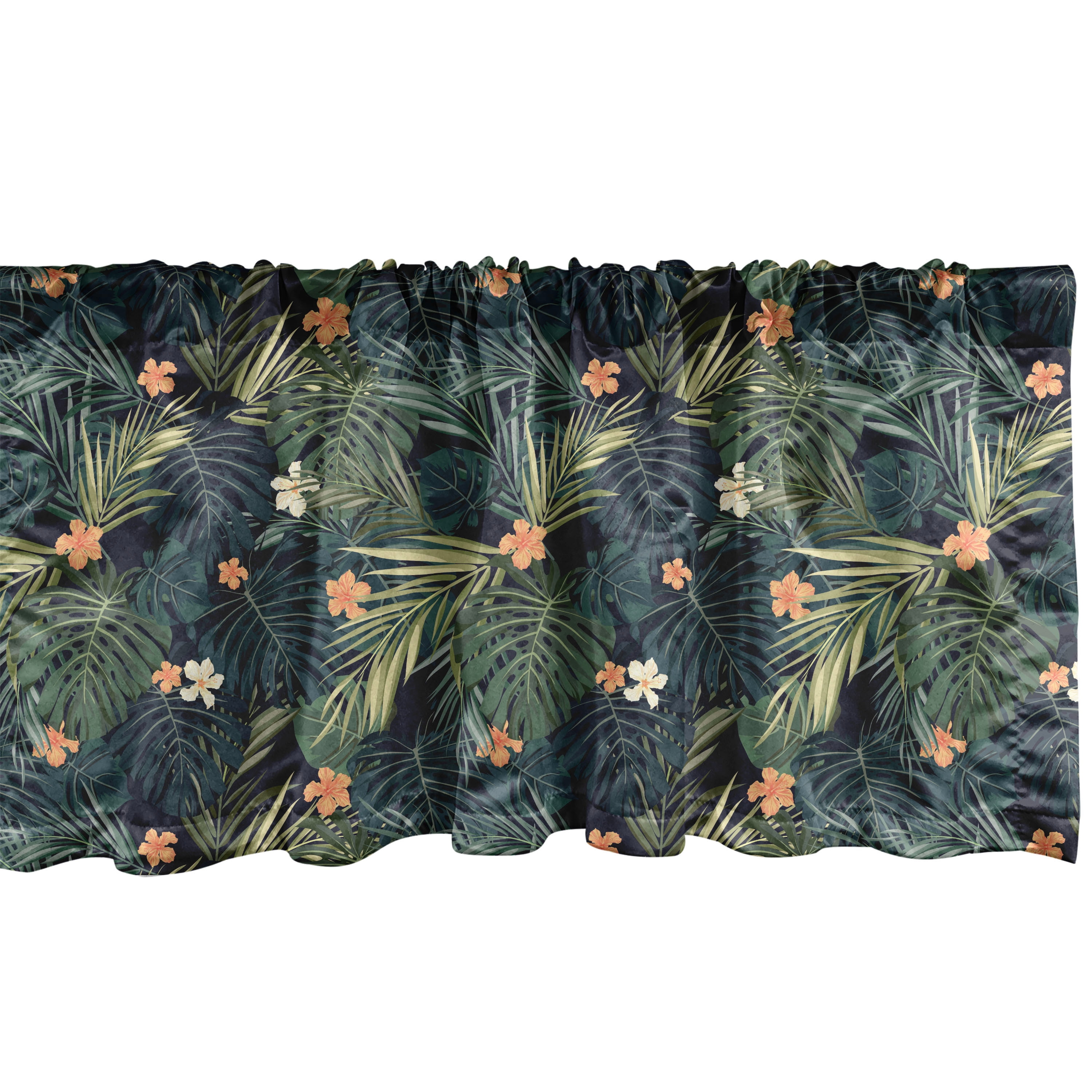 Ambesonne Palm Valance Pack of 2, Exotic Summer Foliage Flora, 42"X12 ...