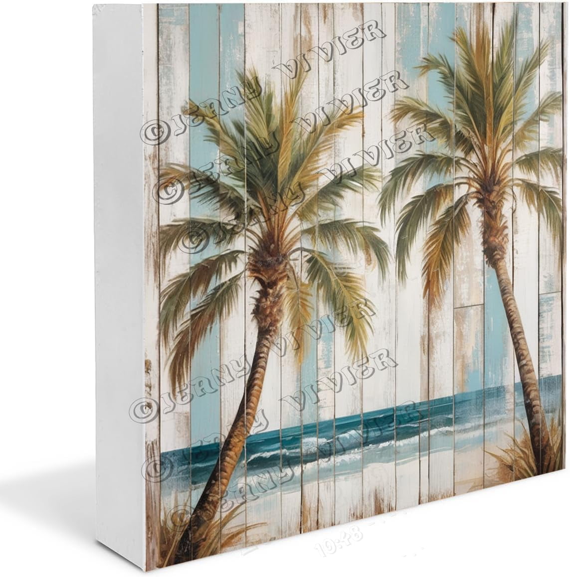 Palm Wooden Box Sign Gifts for Family Antique Summer Sign for Bathroom ...
