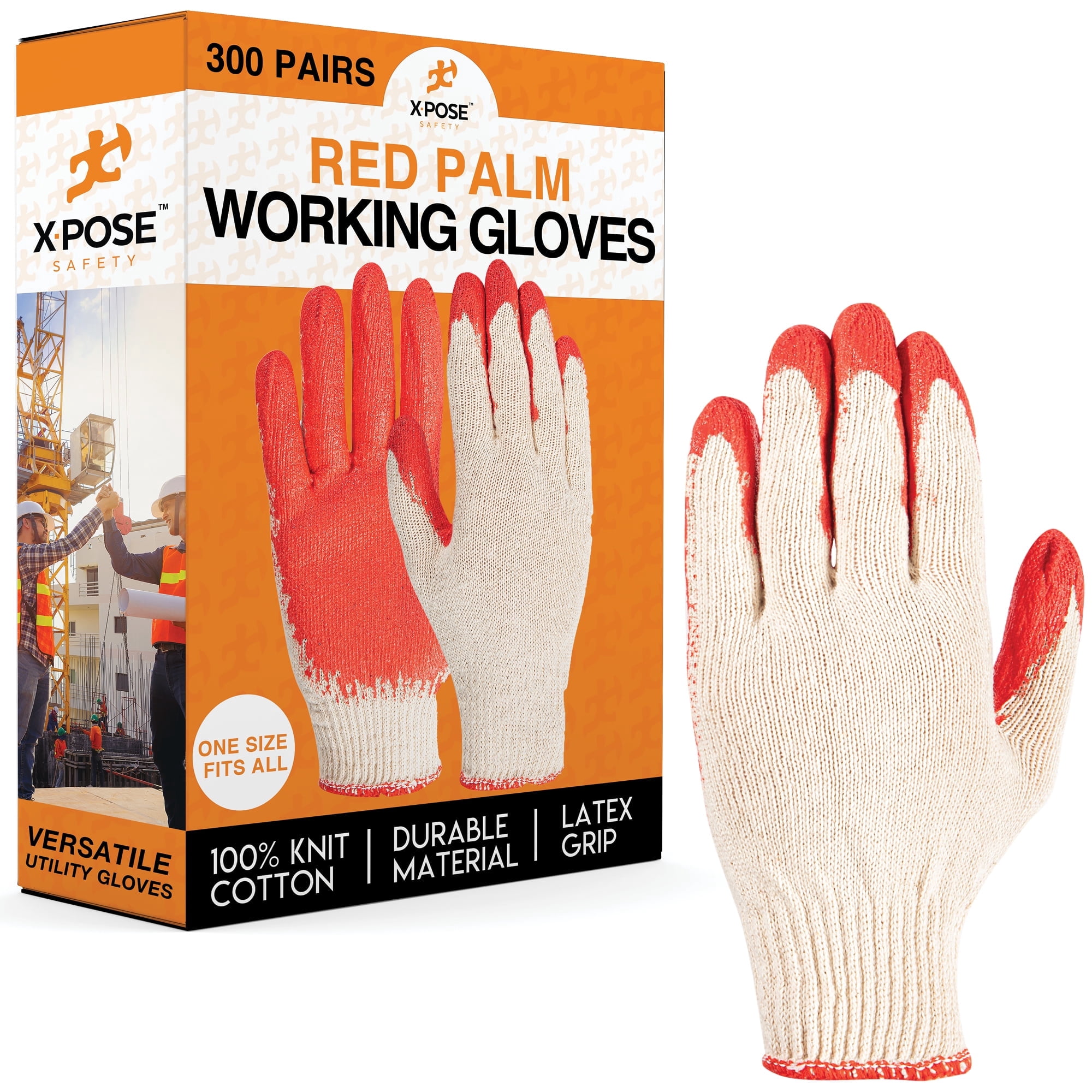 Palm Working Gloves, Latex Rubber Coated Knit with Grip, Durable Safety ...