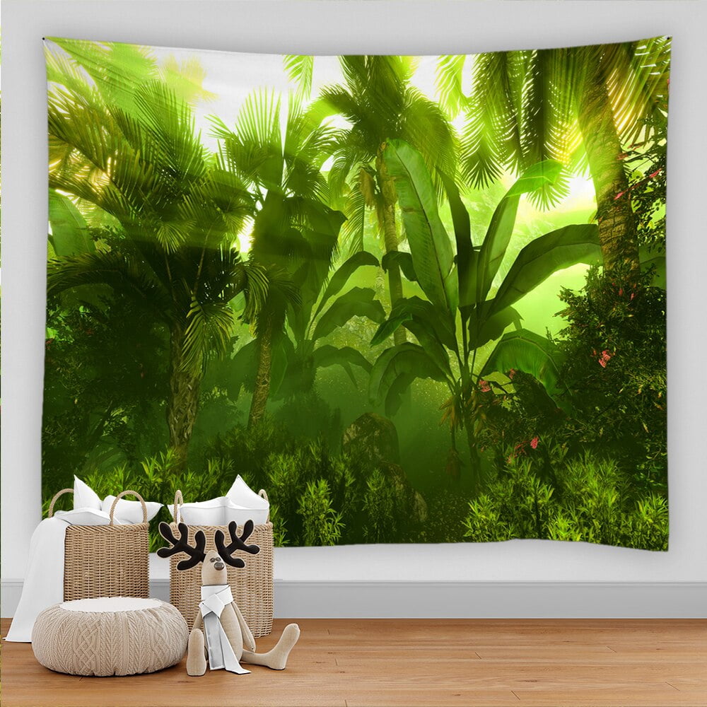 Palm leaf Green Plant Tapestry Plantain leaves Tropical Rainforest ...