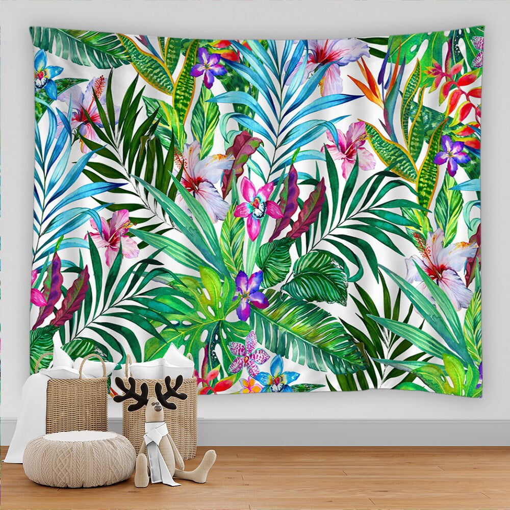 Palm leaf Green Plant Tapestry Plantain leaves Tropical Rainforest ...