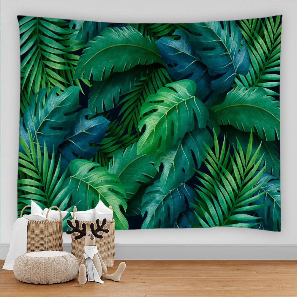 Palm leaf Green Plant Tapestry Plantain leaves Tropical Rainforest ...