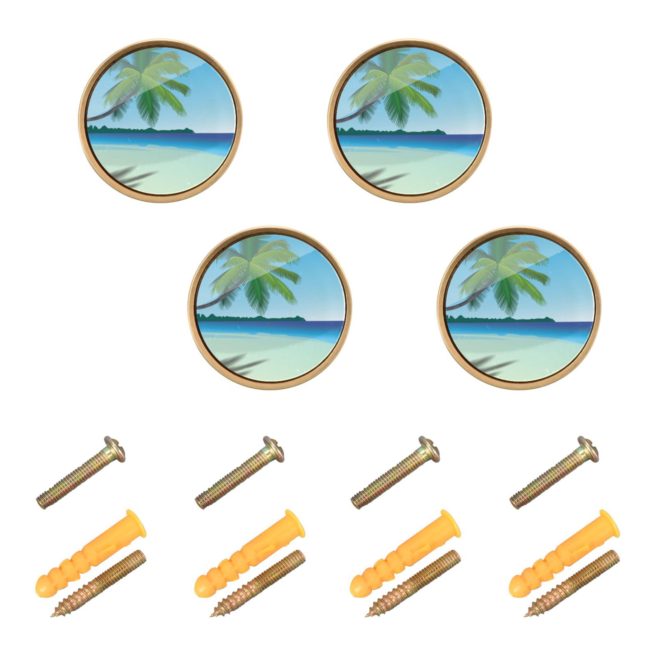 Palm on The Beach Cabinet Knobs Kitchen Drawers Knobs Door Round Pulls ...