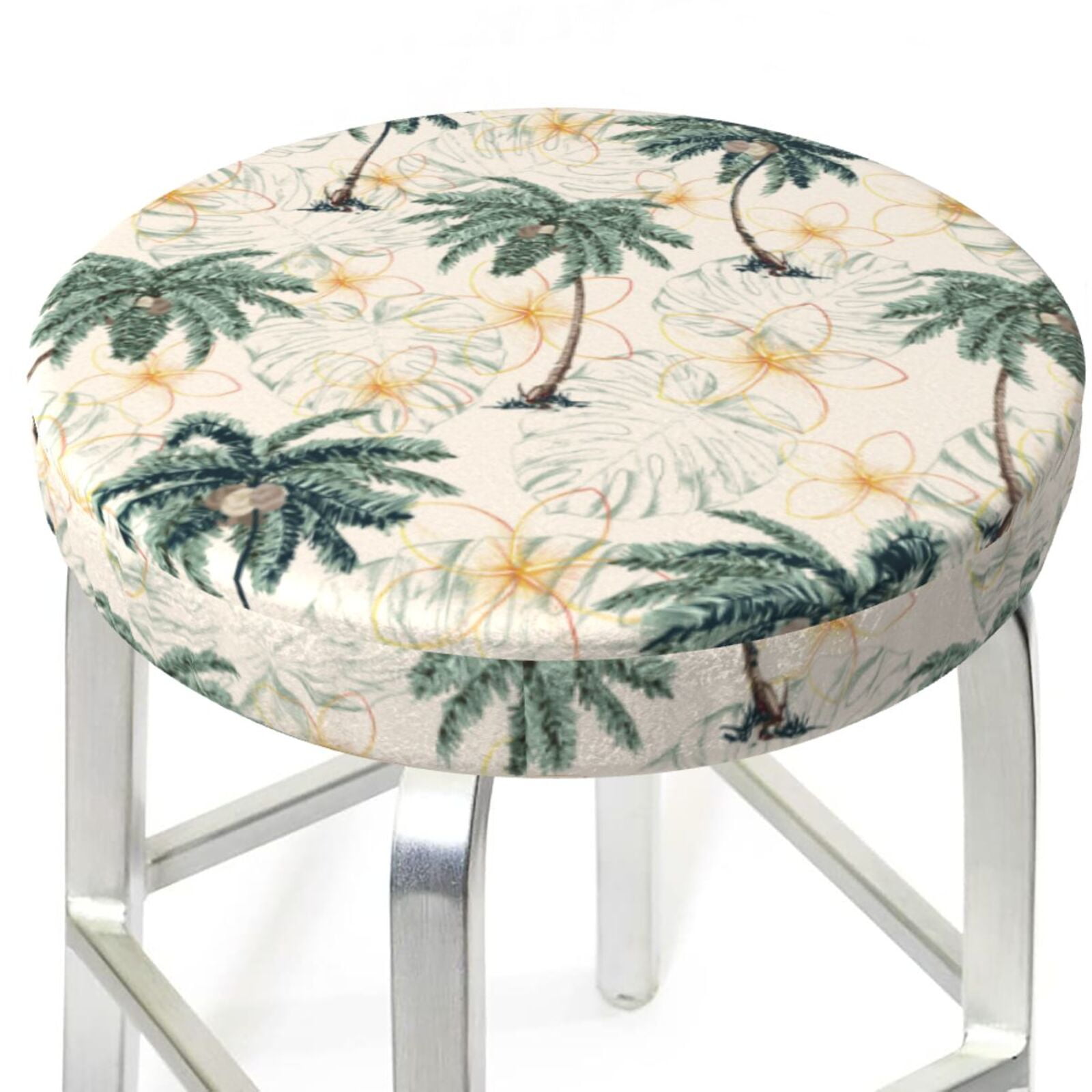 Palm tree_AC Round Bar Stool Covers, Soft Velvet Bar Stool Seat Covers ...