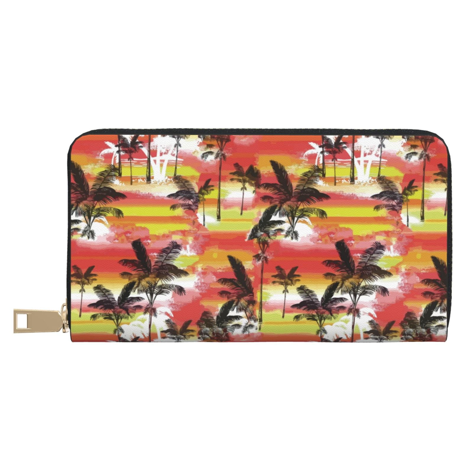Palm tree_AE Wallet Women, Leather Bifold Multi Card Wallet, Women's ...