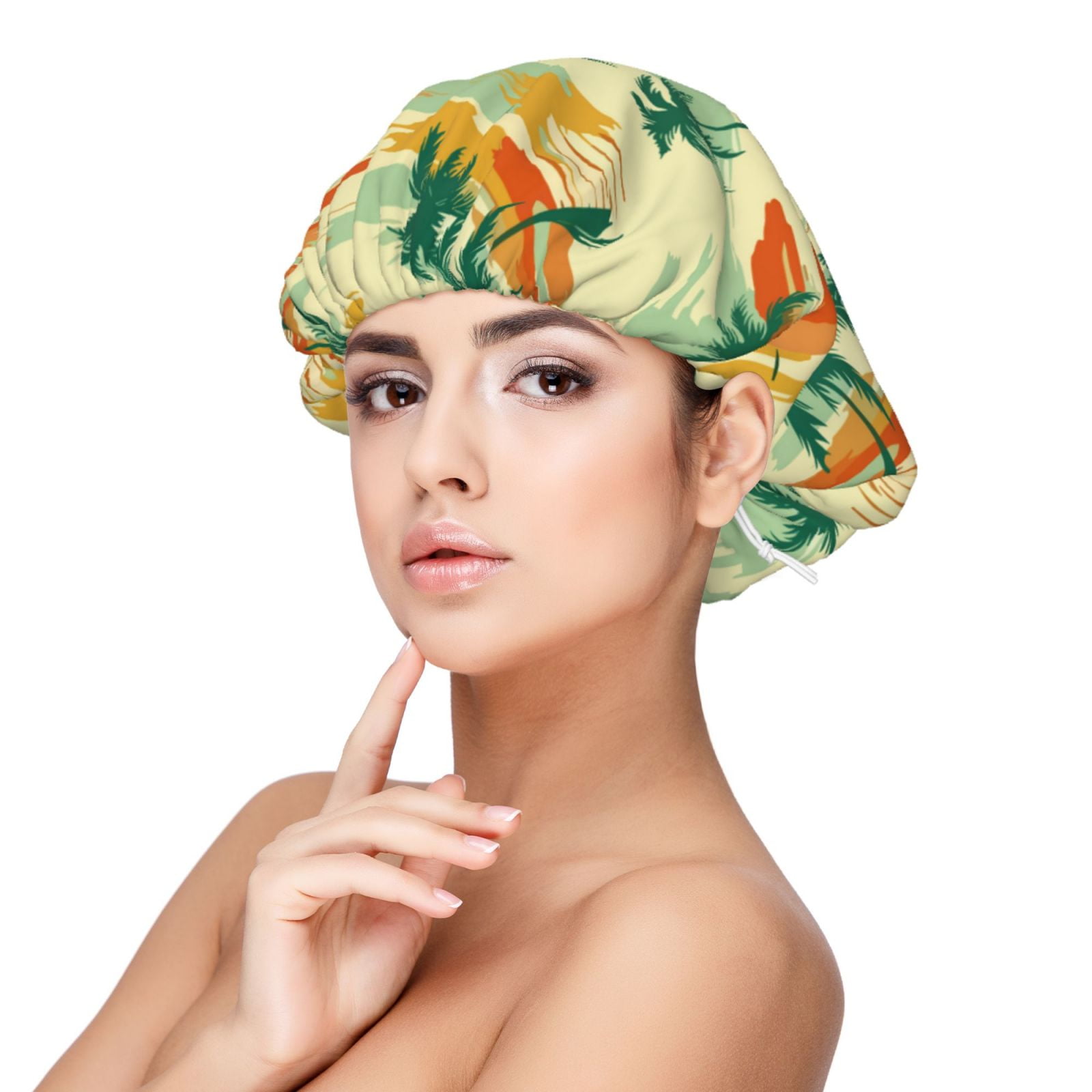 Palm tree_AM Silk Bonnet for Sleeping Women/Men, Adjustable Elastic ...