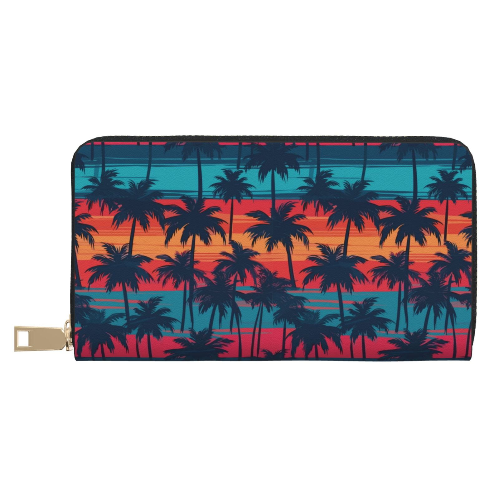 Palm tree_AN Wallet Women, Leather Bifold Multi Card Wallet, Women's ...
