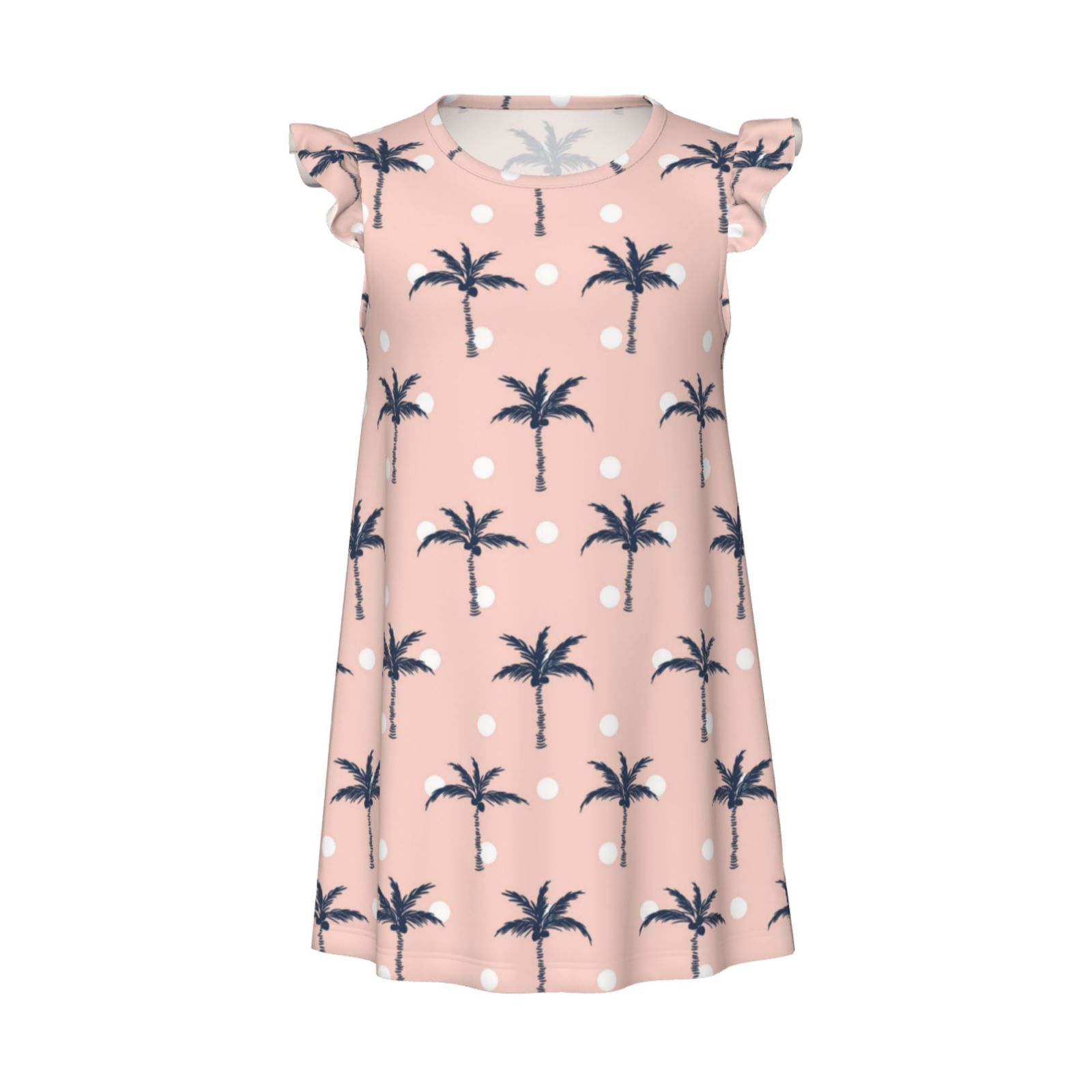 Palm tree_G Girls Nightgowns, Flutter Sleeve Pajamas Nightdress ...