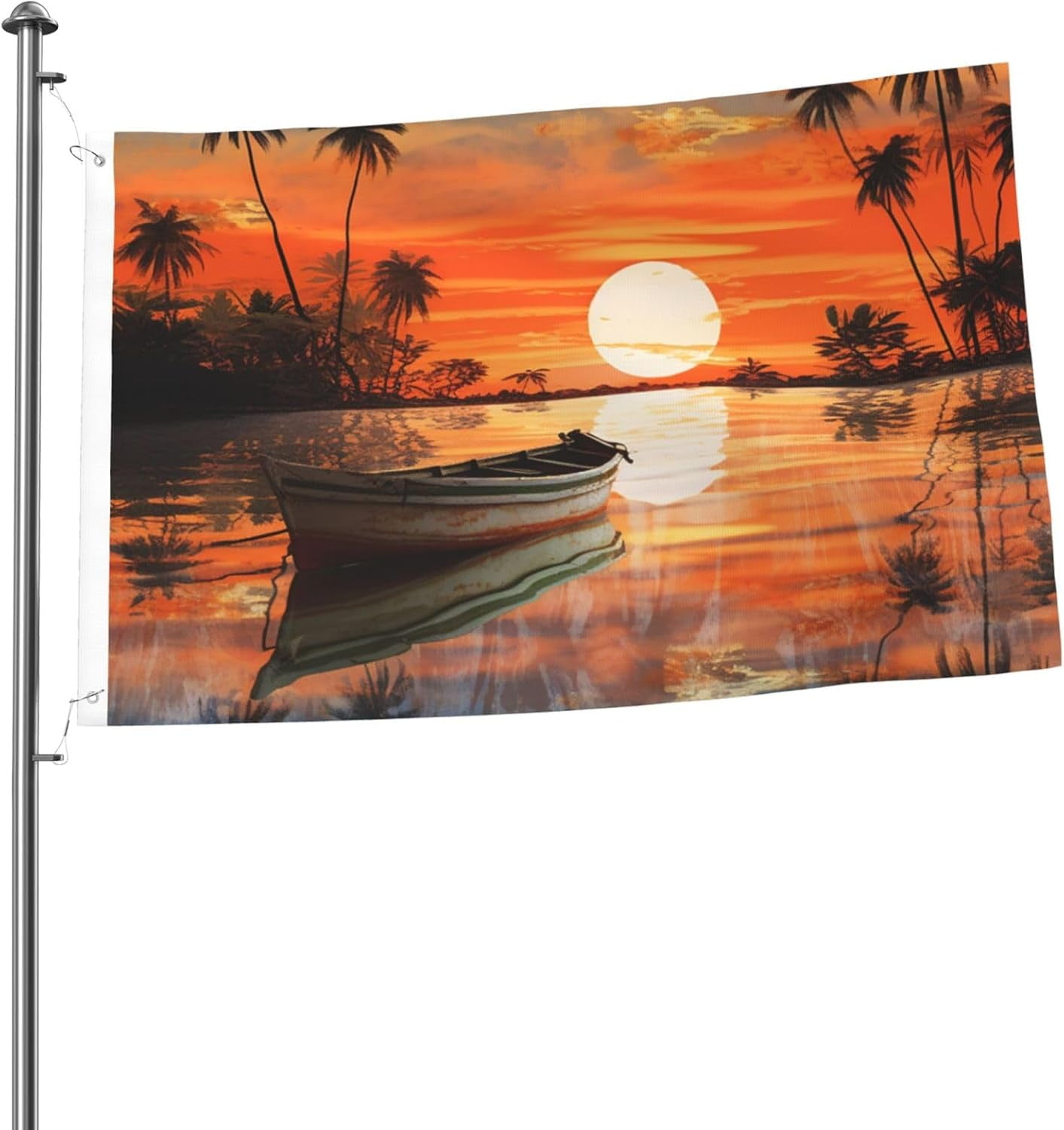 Palm trees and boats Garden Flags Holiday Banner with Brass Grommets ...