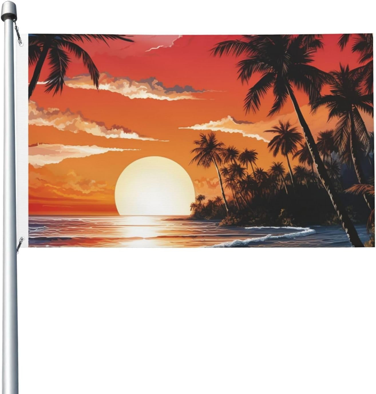 Palm trees and sunset Garden Flag Welcome Flags for Outside Holiday ...