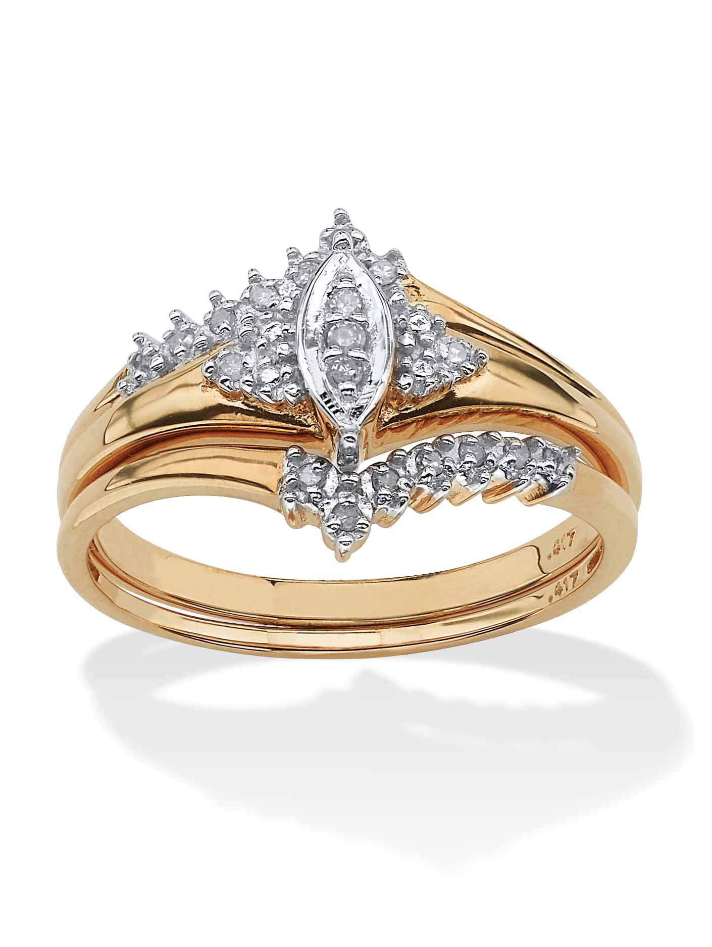 PalmBeach Jewelry 1/10 TCW Round Diamond 10k Yellow Gold Bridal ...