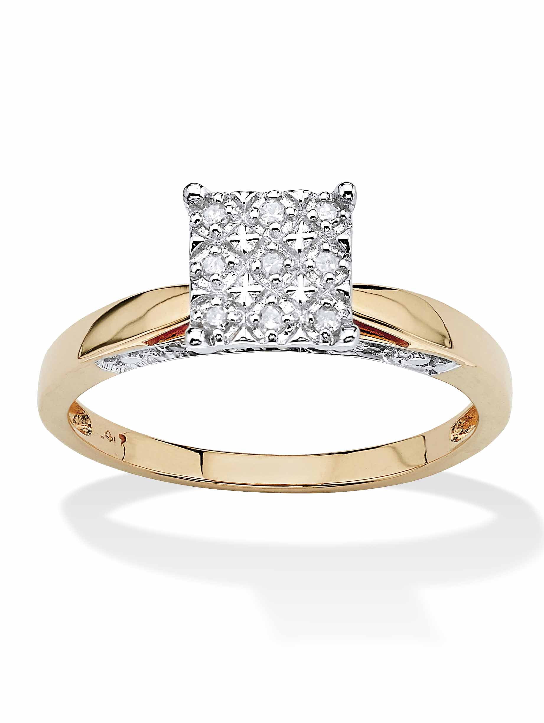 PalmBeach Jewelry 1/10 TCW Round Diamond Pave Solid 10k Yellow Gold ...