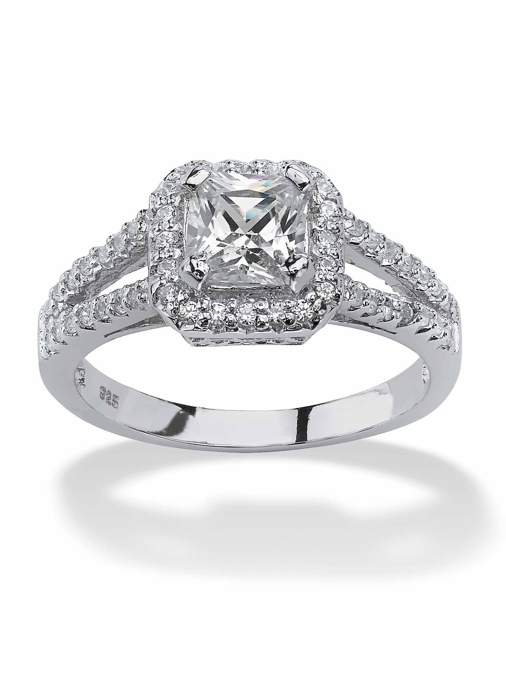 Palmbeach Jewelry 1 63 Tcw Princess Cut Cubic Zirconia Engagement Ring