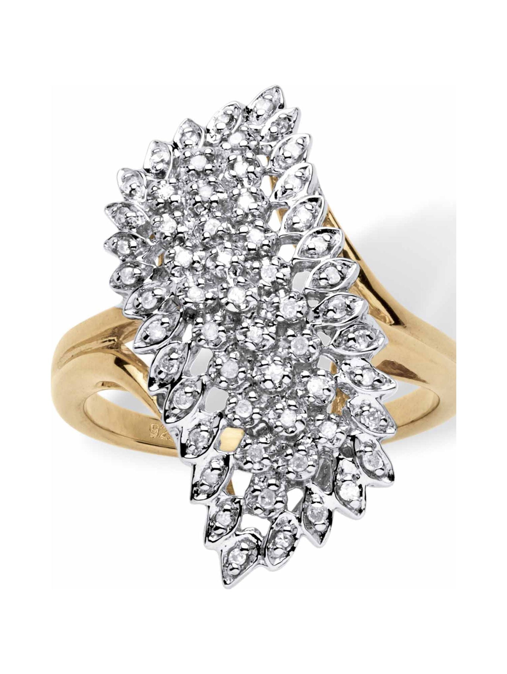 PalmBeach Jewelry 18k Gold-Plated Sterling Silver Ring with 1/7 TCW ...