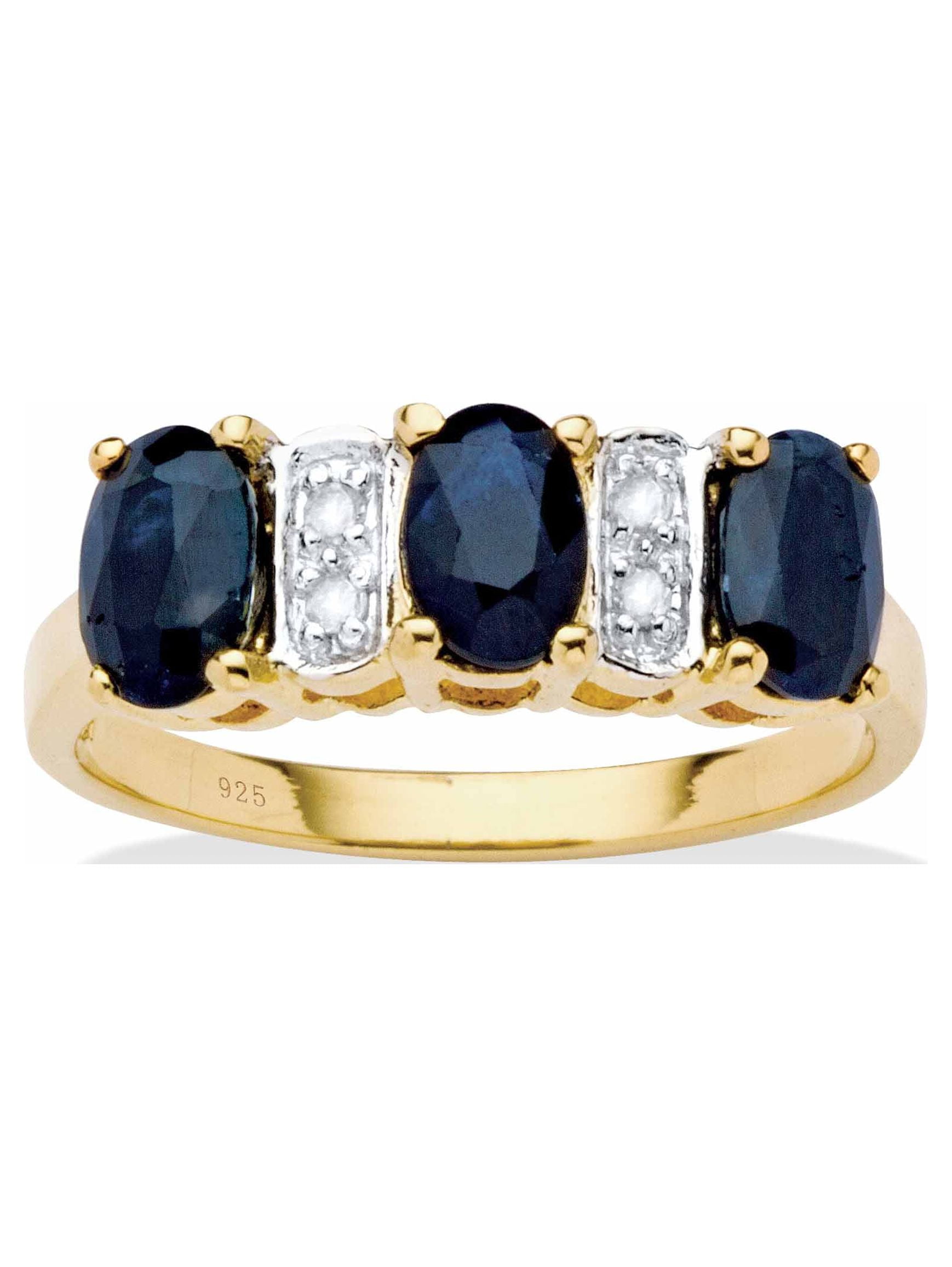PalmBeach Jewelry 1.86 TCW Oval-Cut Genuine Blue Sapphire and Diamond ...
