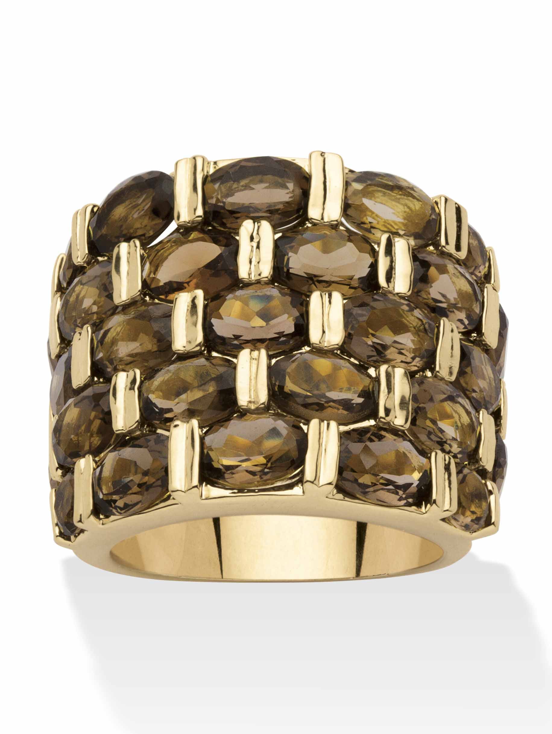 PalmBeach Jewelry 15.07 TCW Round Genuine Smoky Quartz Yellow Gold ...