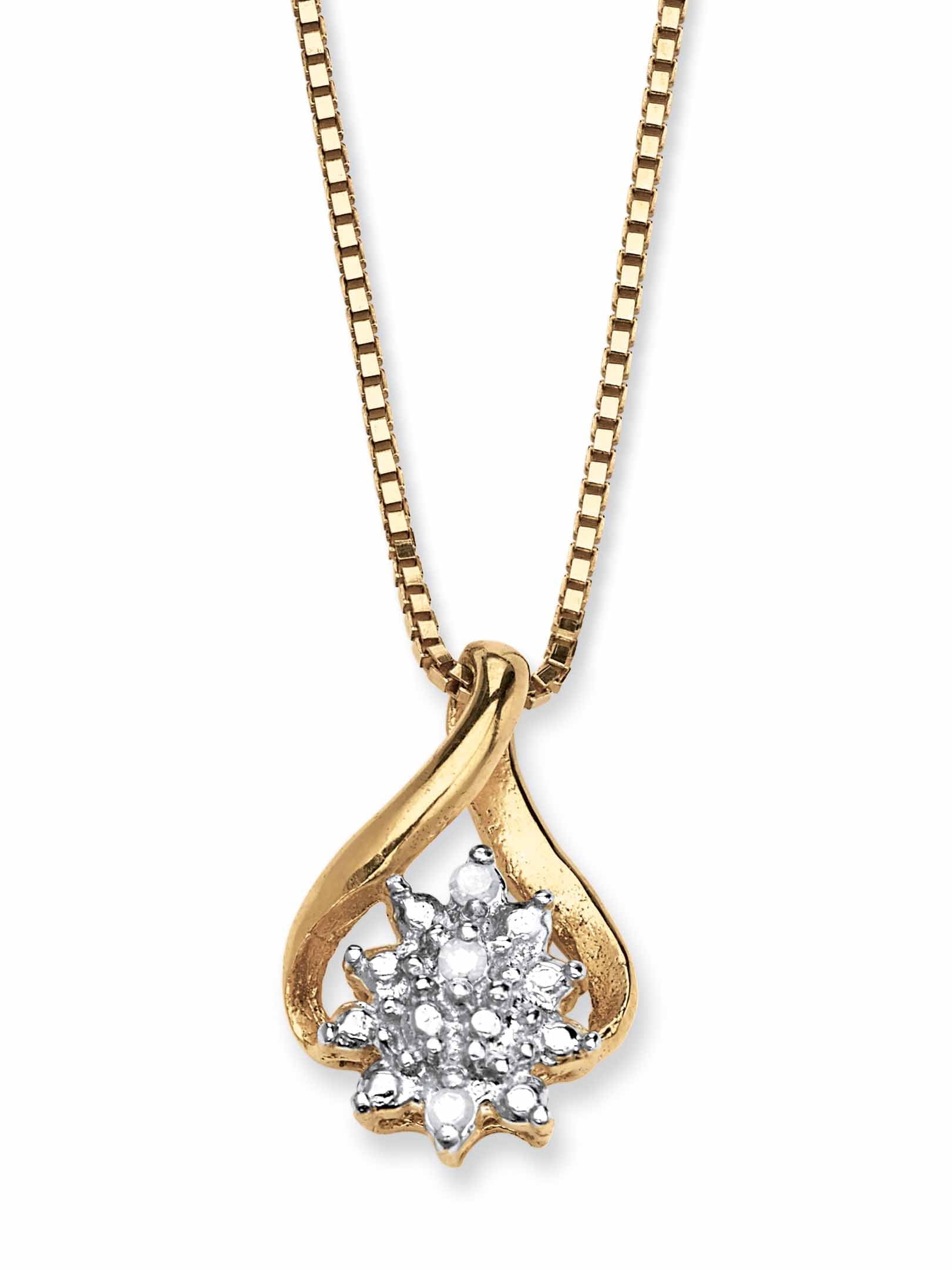 Diamond Accent Cluster Pendant Necklace in 18k Gold over Sterling ...