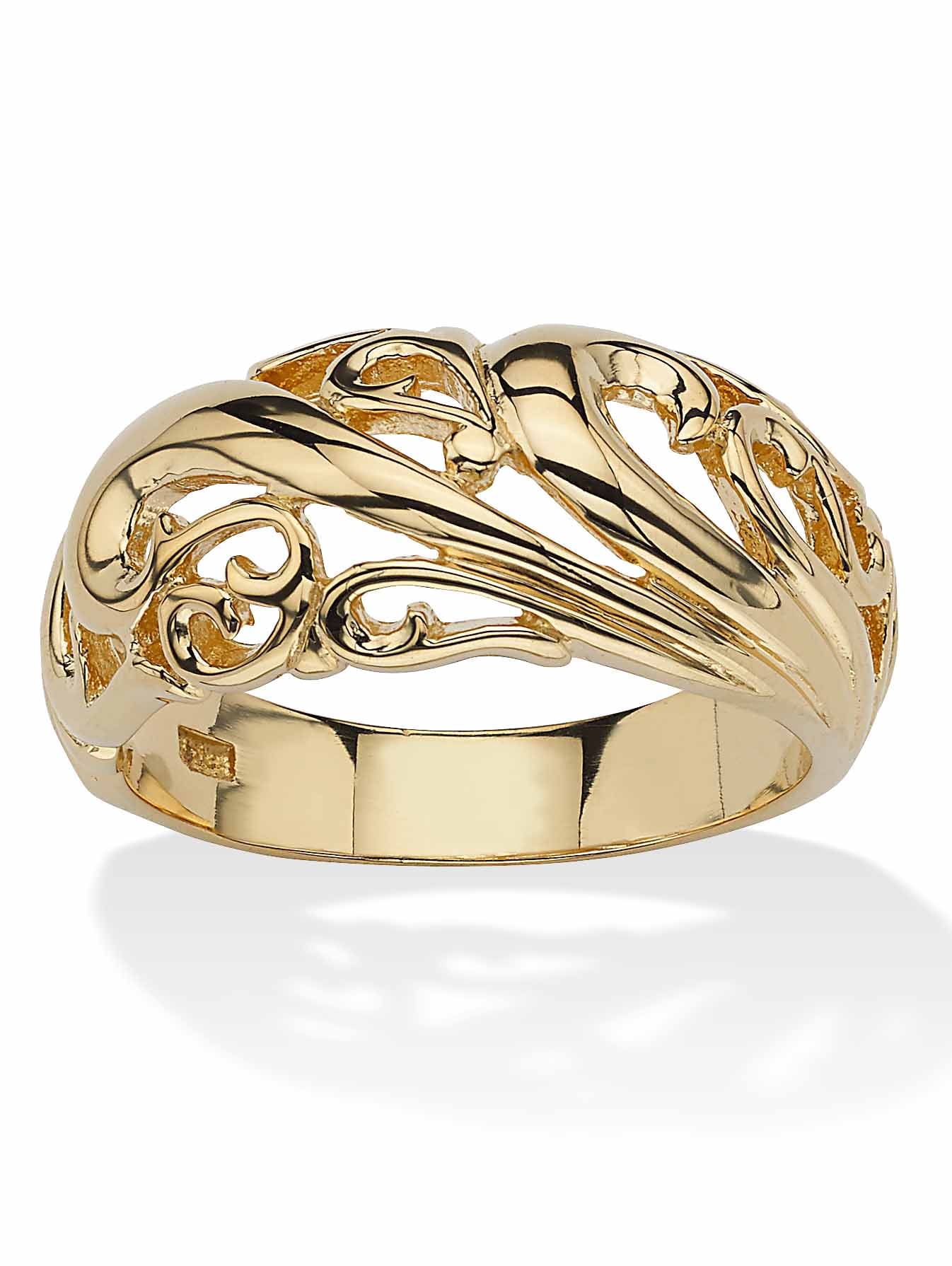 PalmBeach Jewelry 18k Gold-plated Sterling Silver Swirl Dome Ring ...