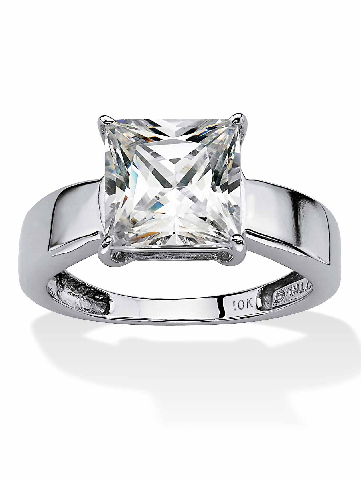 PalmBeach Jewelry 2.12 TCW Princess-Cut Cubic Zirconia 10k White Gold ...