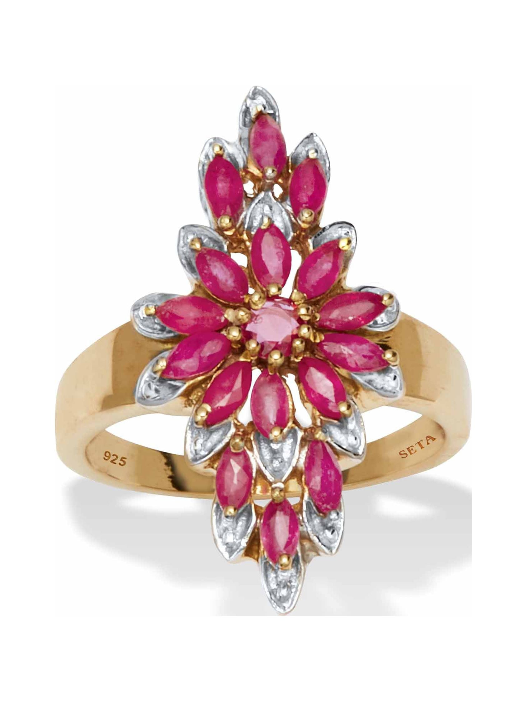 PalmBeach Jewelry 2.20 TCW Marquise Cut Genuine Red Ruby 14k Yellow ...