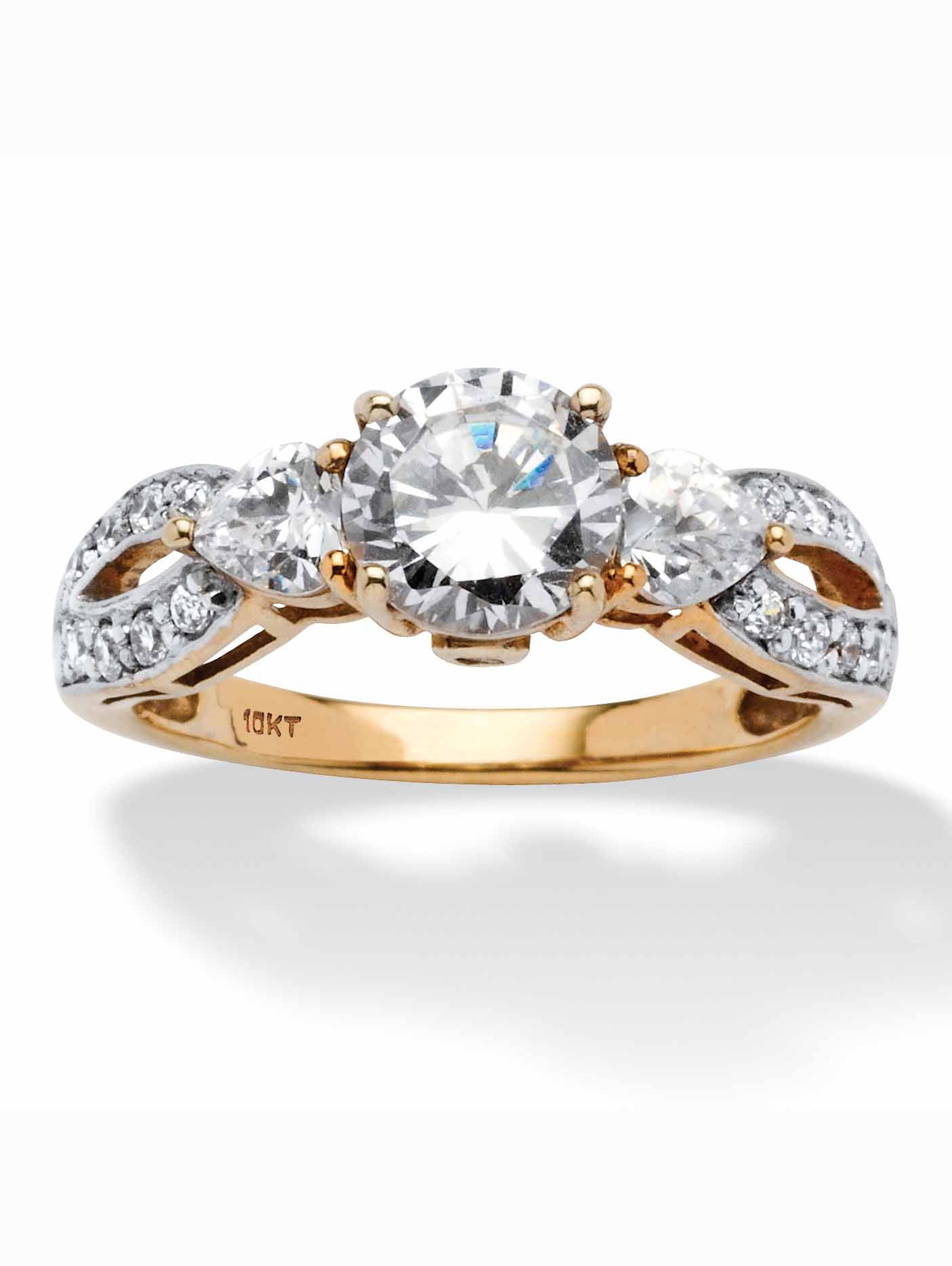 PalmBeach Jewelry 2.23 TCW Round and Heart-Cut Twisting Shank Cubic ...