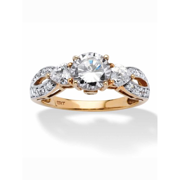 PalmBeach Jewelry 10k Yellow Gold Two-Tone Contemporary Crossover Ring ...