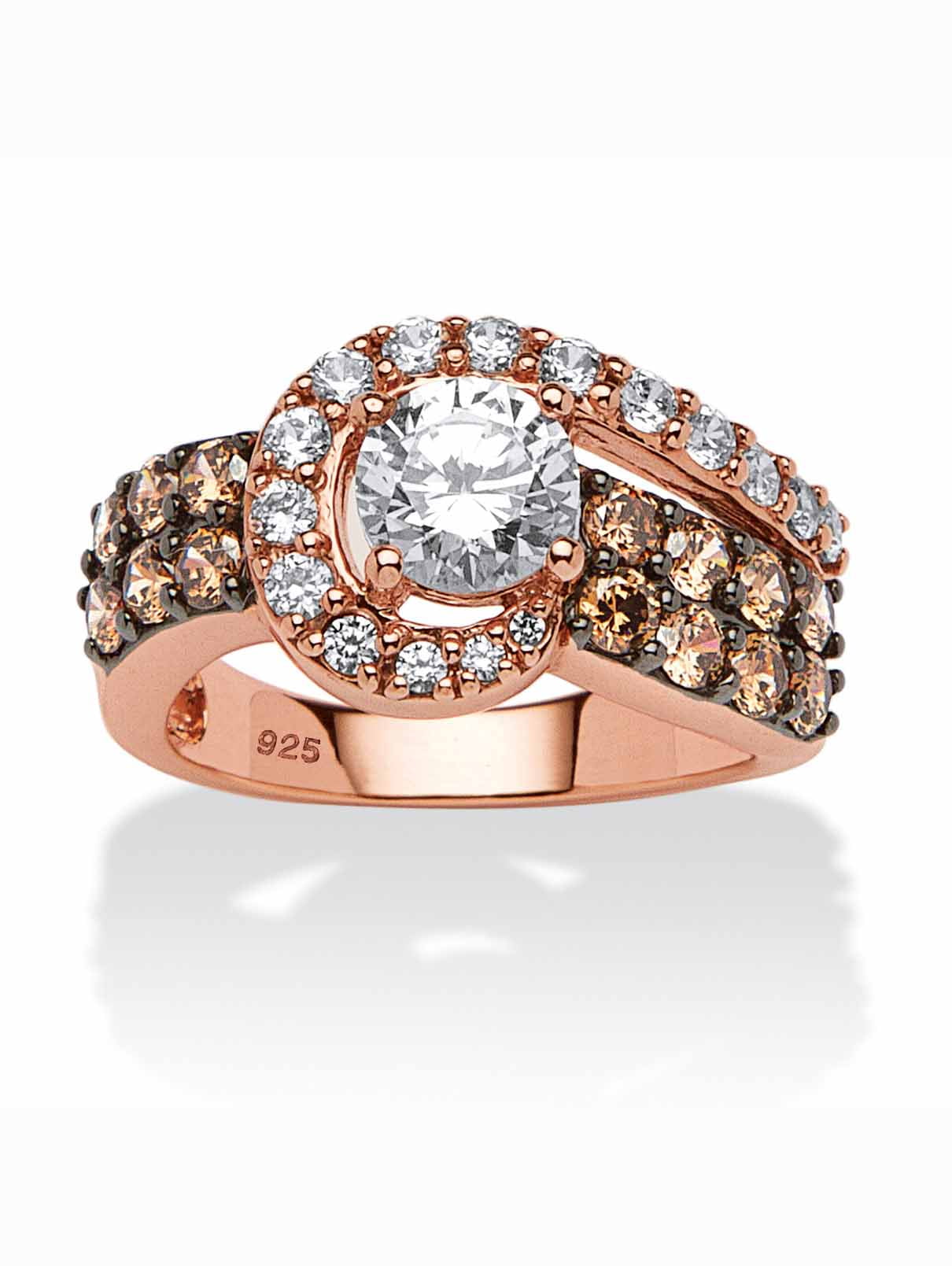 PalmBeach Jewelry 2.49 TCW Round Cubic Zirconia and Brown Cubic ...