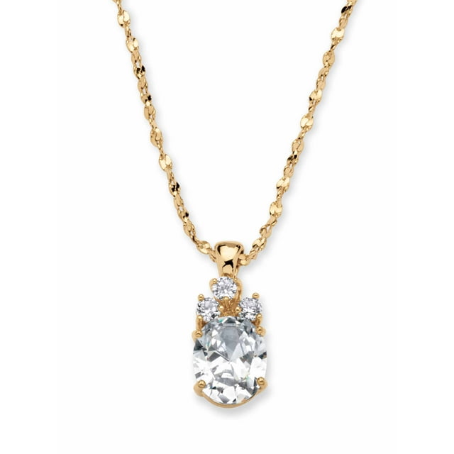 Palmbeach Jewelry 2 59 Tcw Oval Cut Cubic Zirconia Pendant Necklace In