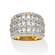 14K Gold Over Sterling Silver Cubic Zirconia Waterfall Cluster Ring ...