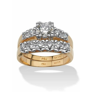 Free Shipping! JeenMata 2 Carat Princess Wedding Ring Set - Bridal Set ...