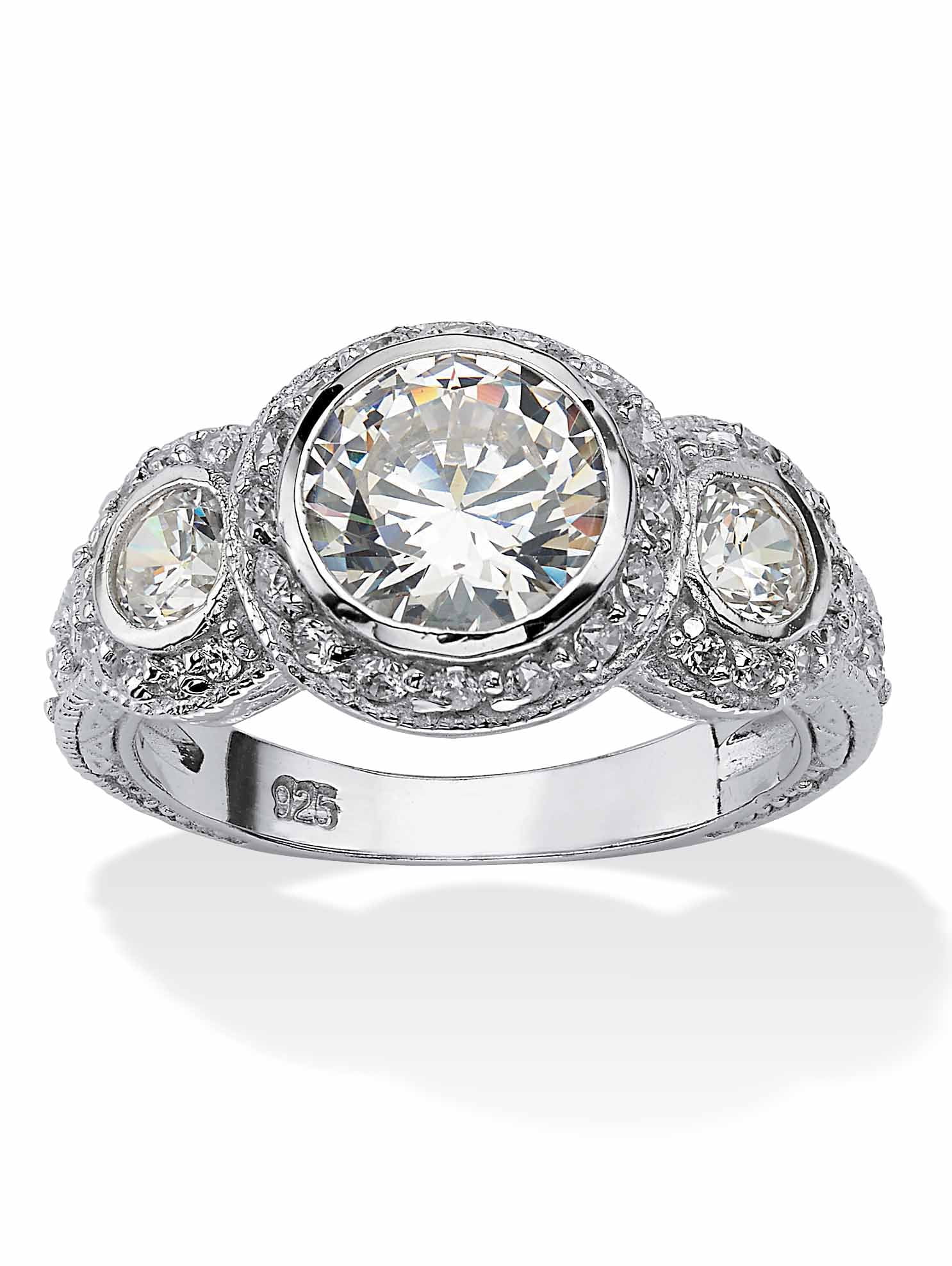 PalmBeach Jewelry 3.09 TCW White Round Cubic Zirconia Gold-Plated ...