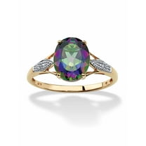 PalmBeach Jewelry Genuine Jade and Peridot, Garnet and White Topaz 3-Piece Ring Set in 10k ...
