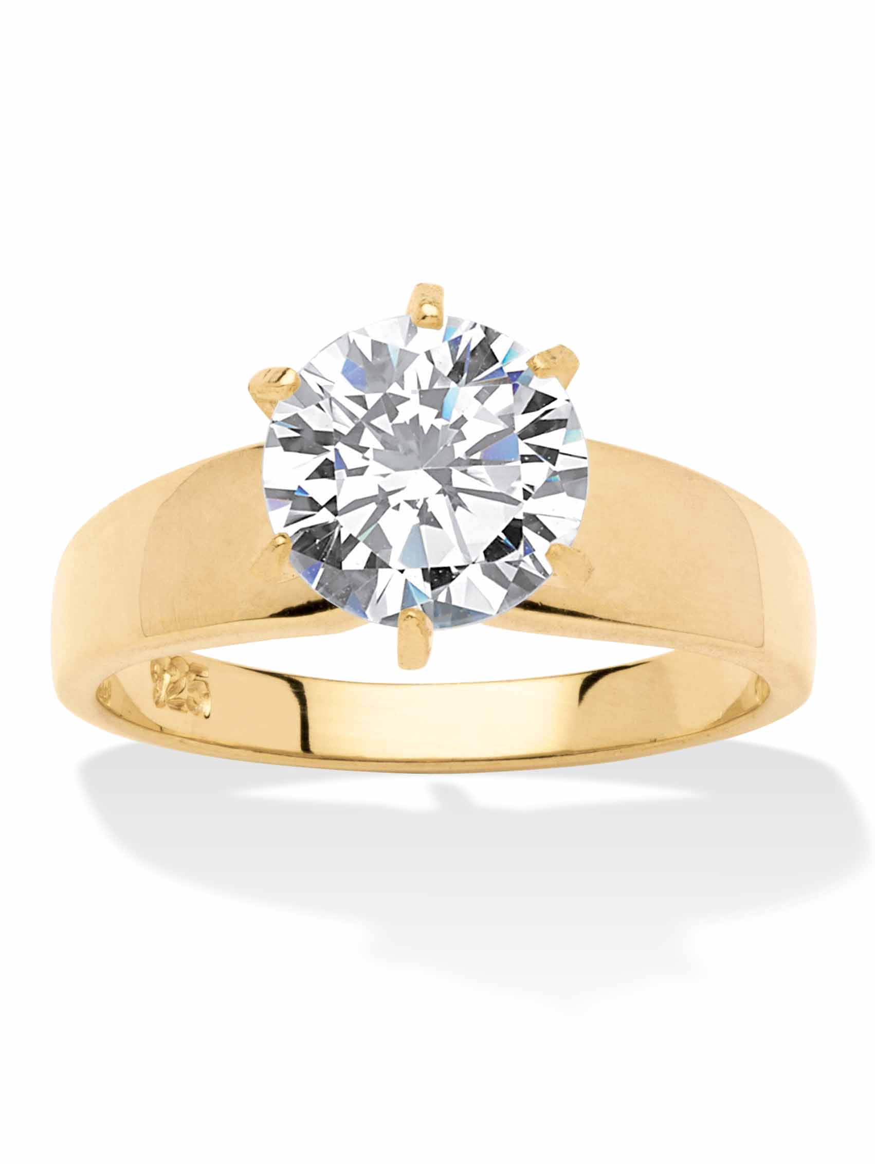 PalmBeach Jewelry 3 TCW Round Cubic Zirconia 14k Gold-plated Sterling ...