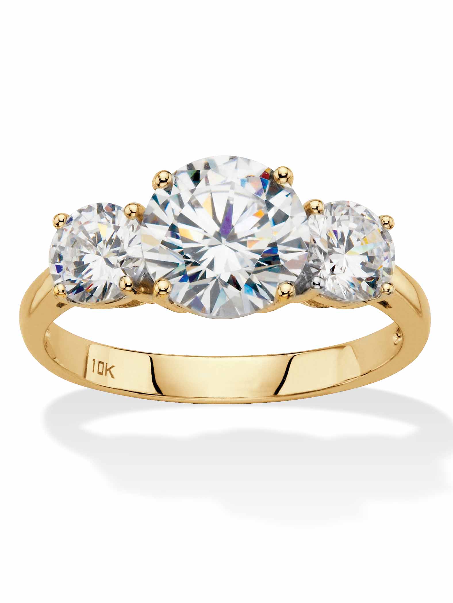 FB Jewels 14K Yellow Gold Cubic Zirconia CZ Engagement Ring Size 10 ...