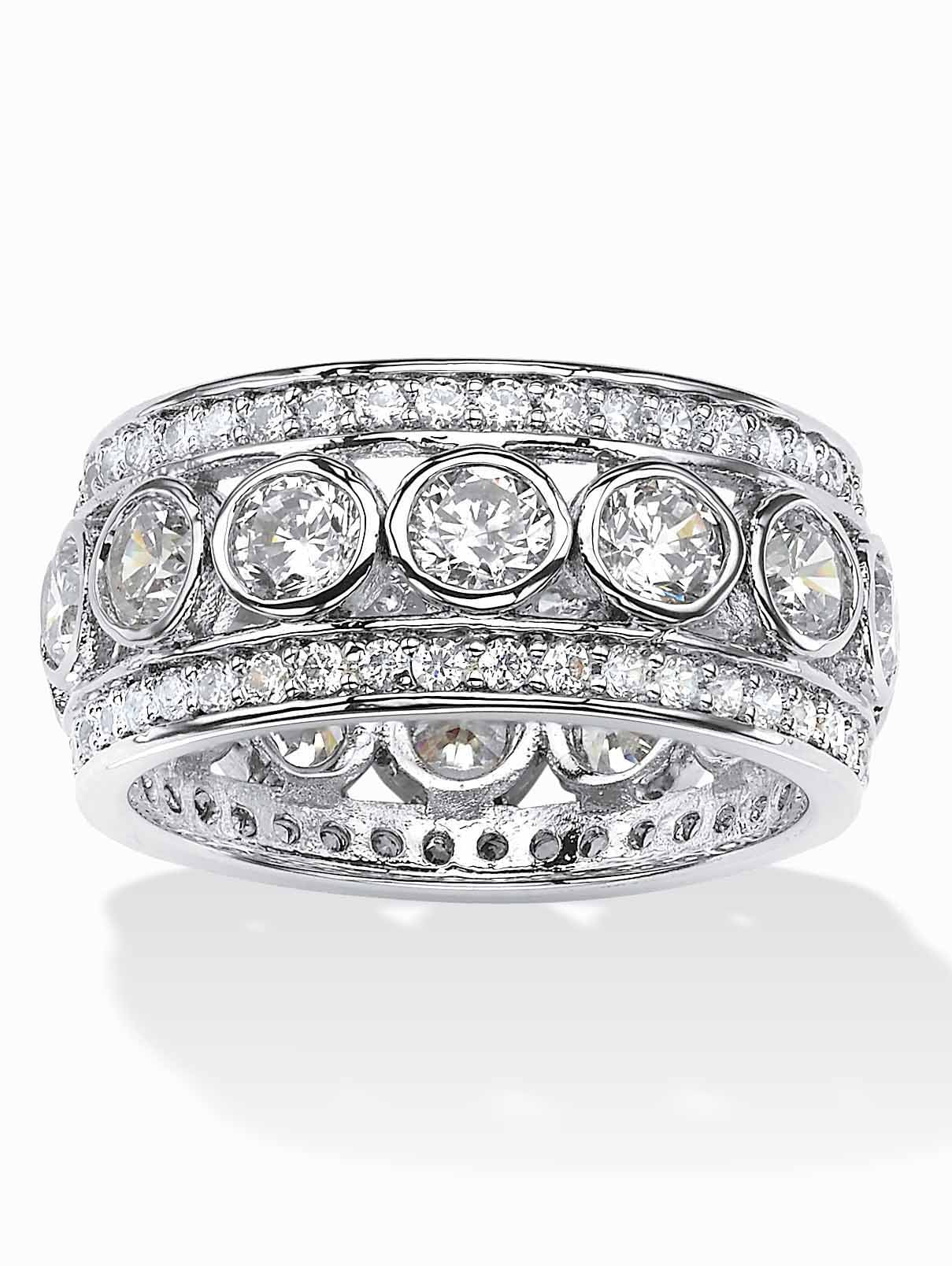 PalmBeach Jewelry 4.70 TCW Round Bezel-Set Cubic Zirconia Eternity Ring ...