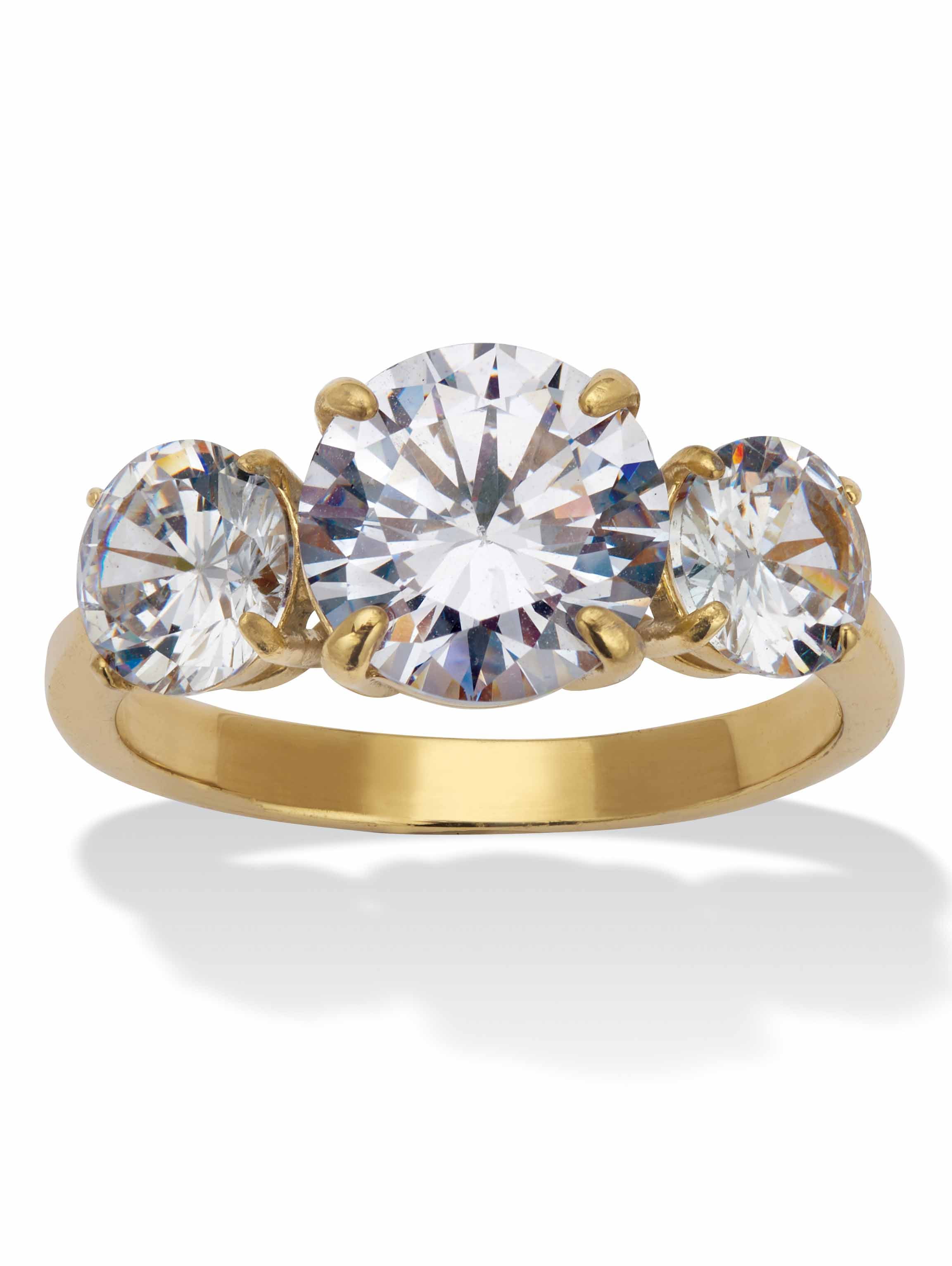 PalmBeach Jewelry 4.96 TCW Round Cubic Zirconia Gold Ion-Plated ...