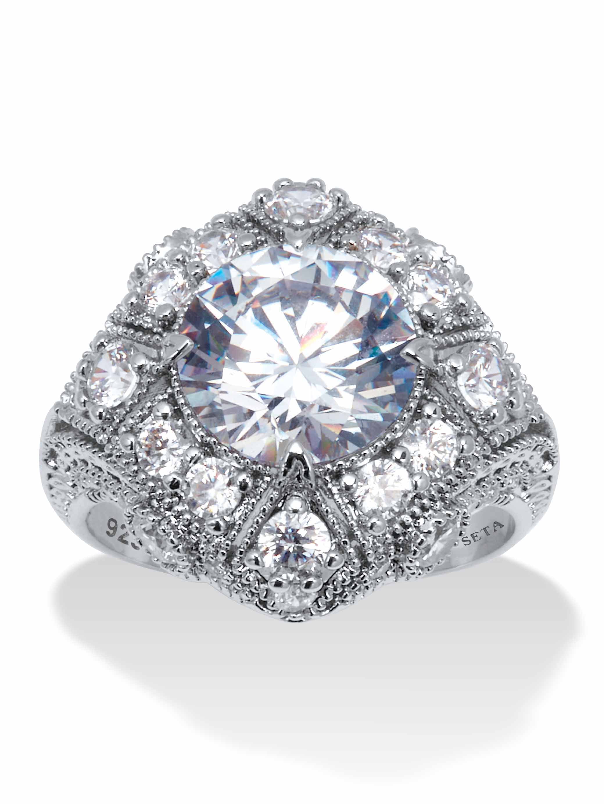 PalmBeach Jewelry 5.50 TCW Round Cubic Zirconia Platinum-Plated ...