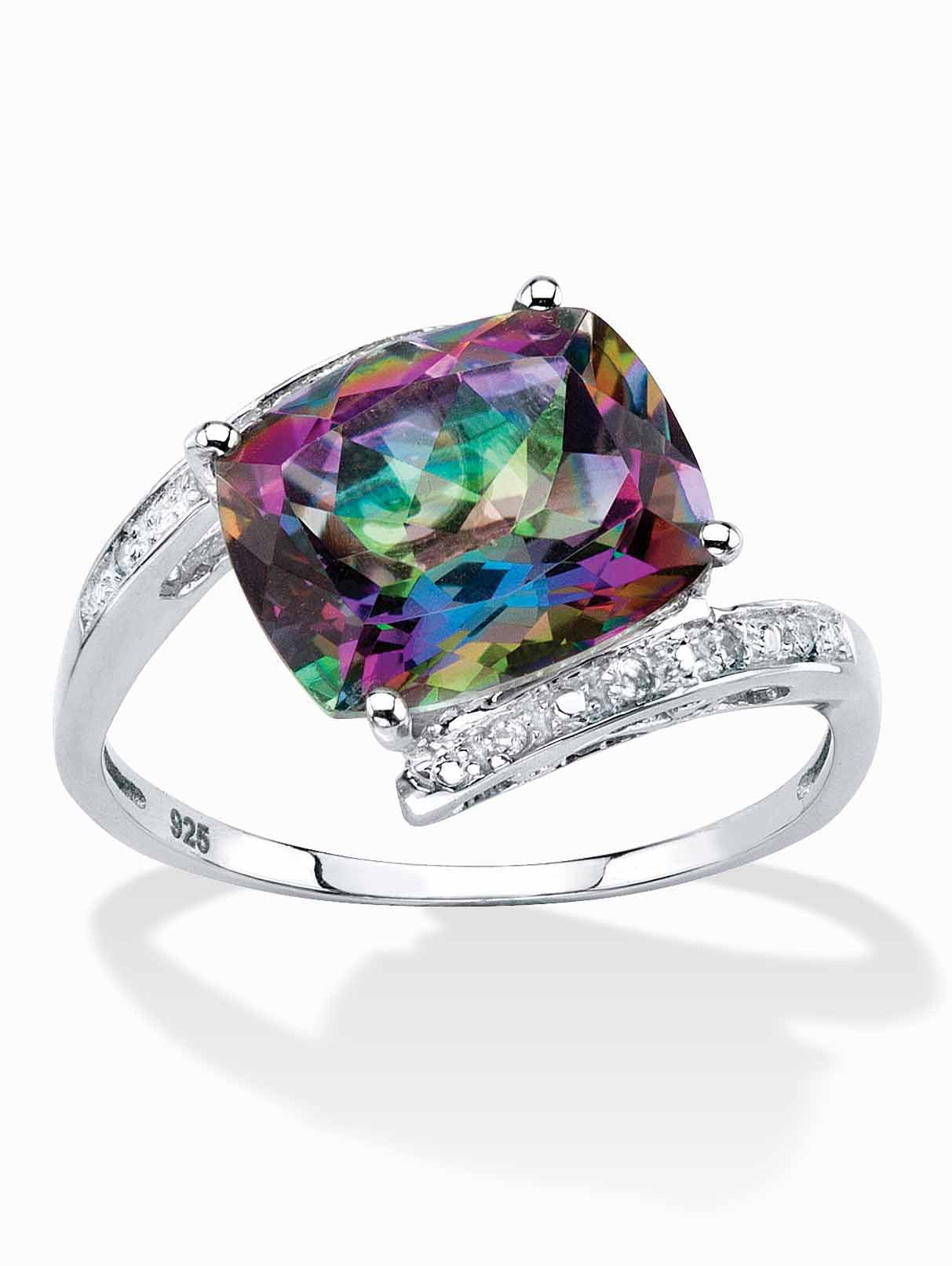 PalmBeach Jewelry 6.56 TCW Oval-Cut Genuine Fire Topaz Bypass Ring in ...