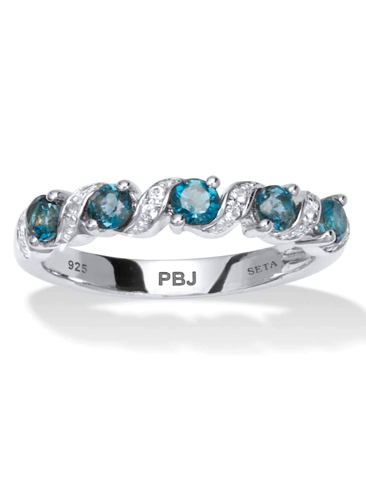 PalmBeach Jewelry .71 TCW Round Cut Genuine London Blue Topaz with ...