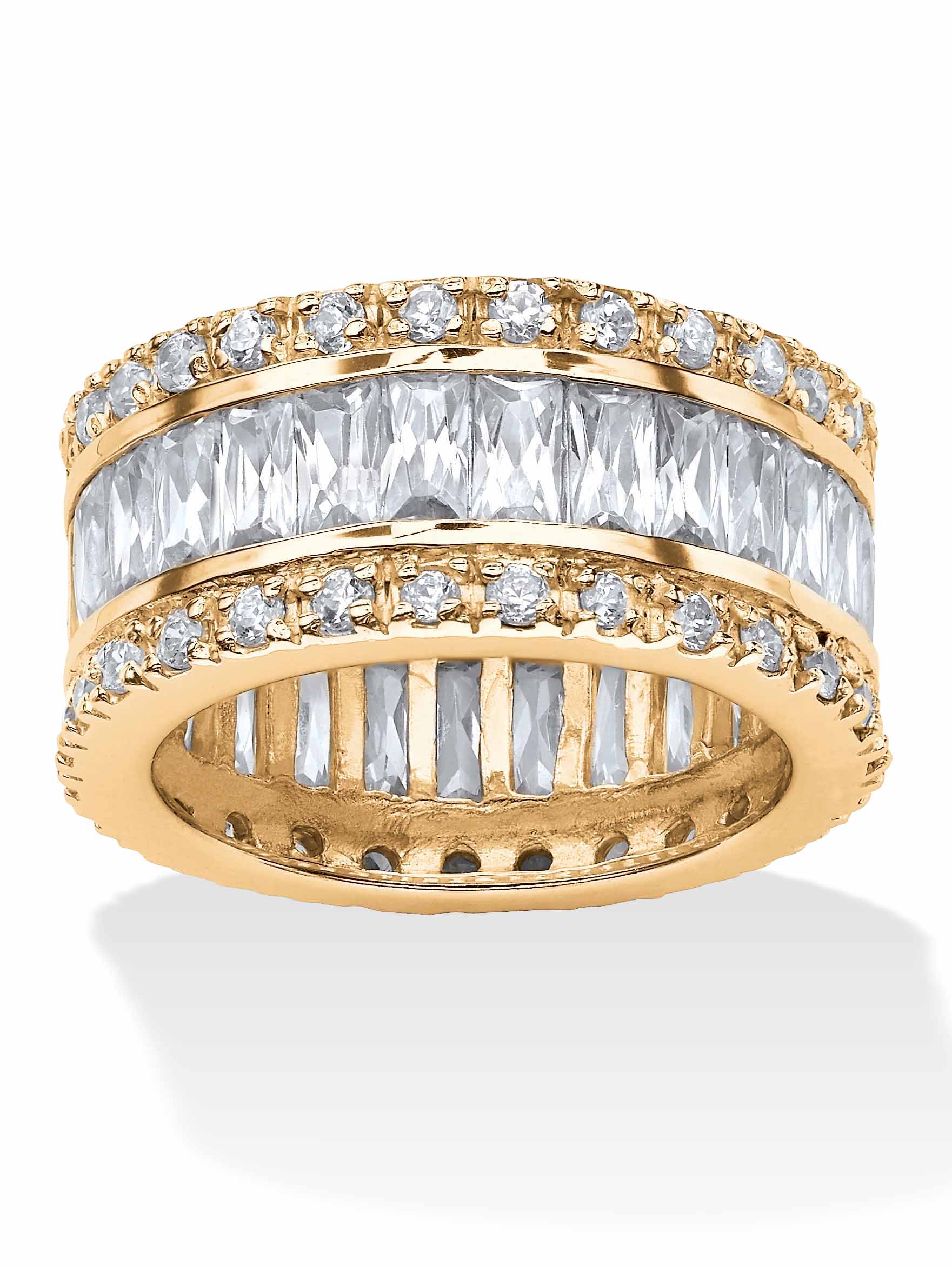 Precious Stars Silvertone Emerald and Round-Cut Pink Cubic Zirconia 3 ...