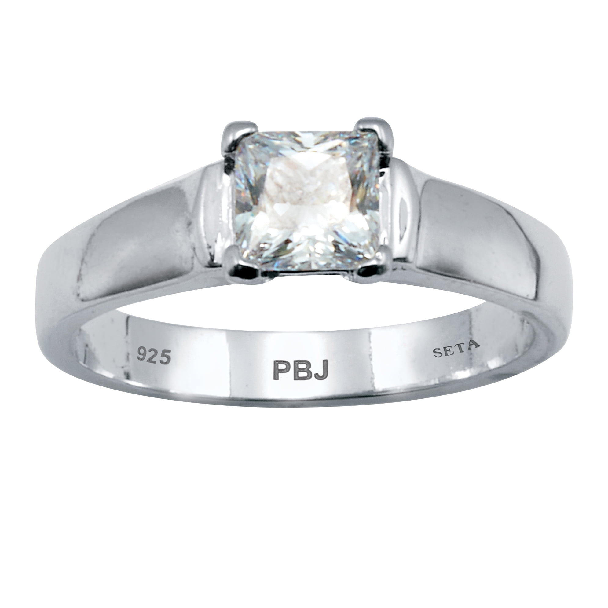 PalmBeach Jewelry .90 CW Princess Cut Cubic Zirconia Platinum-Plated ...