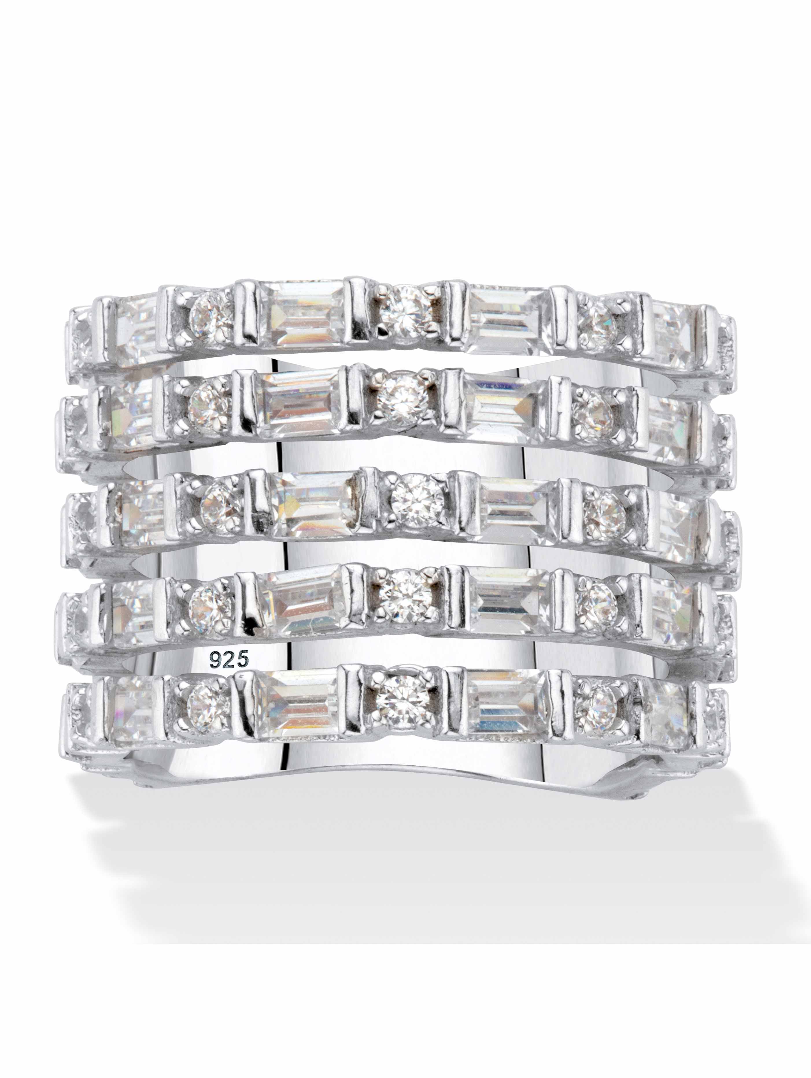 PalmBeach Jewelry Round Cubic Zirconia Multi-Row Leaf Ring 4.12 TCW in ...