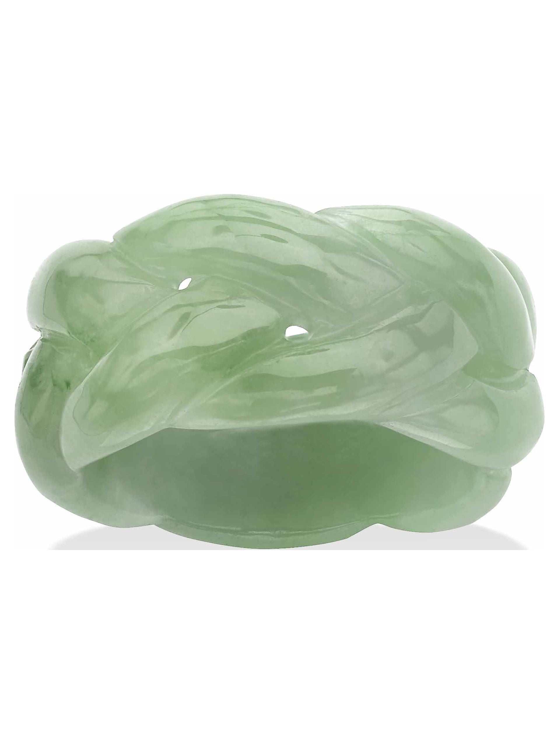 PalmBeach Jewelry Braided Green Jade Eternity Ring in 14K Yellow Gold ...