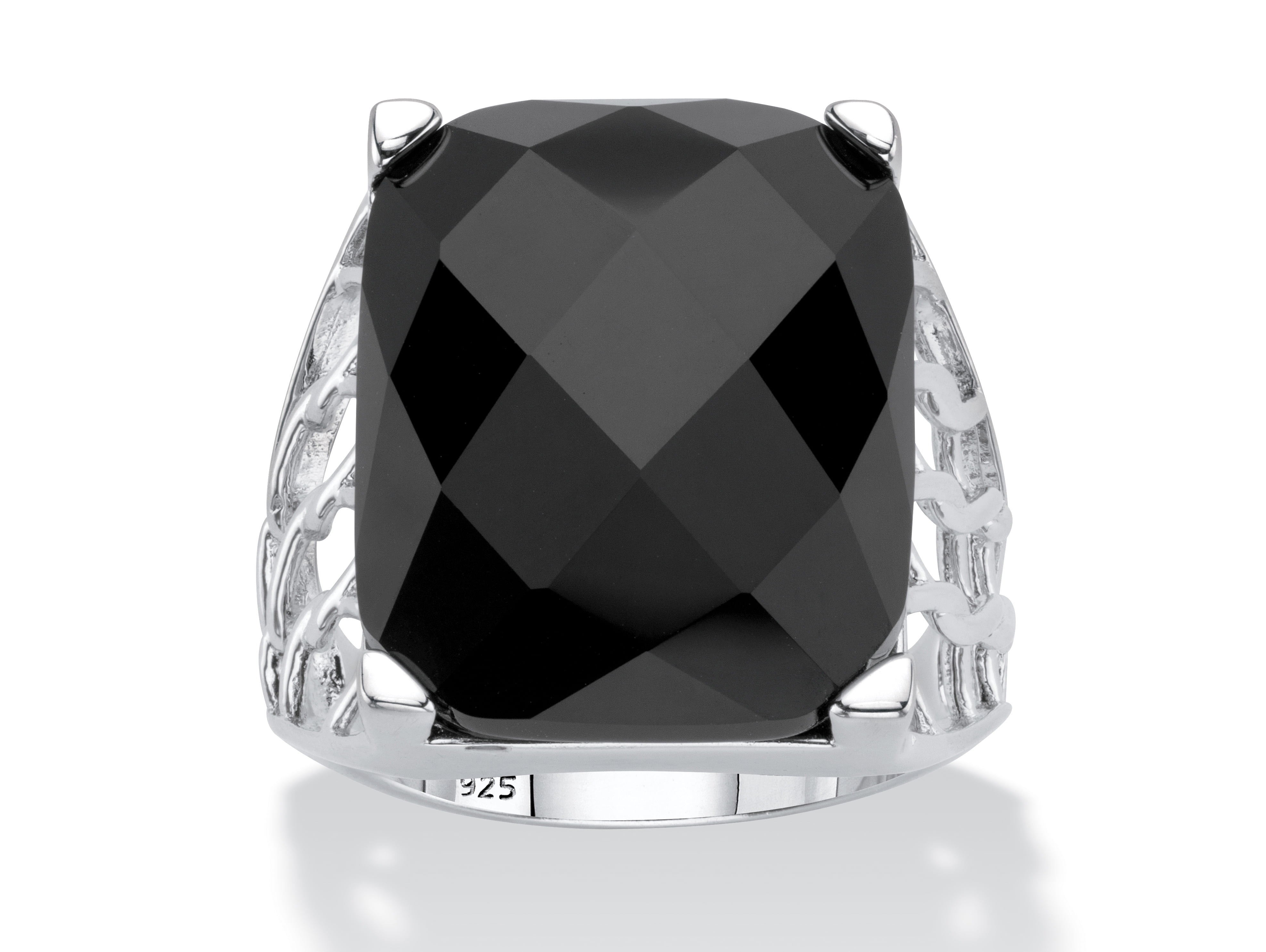 PalmBeach Jewelry Checkerboard-Cut Genuine Black Onyx Rectangular ...