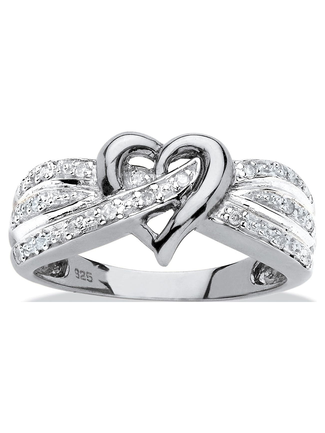 PalmBeach Jewelry Crossover Heart Diamond Ring 1/10 ct. t.w. in ...