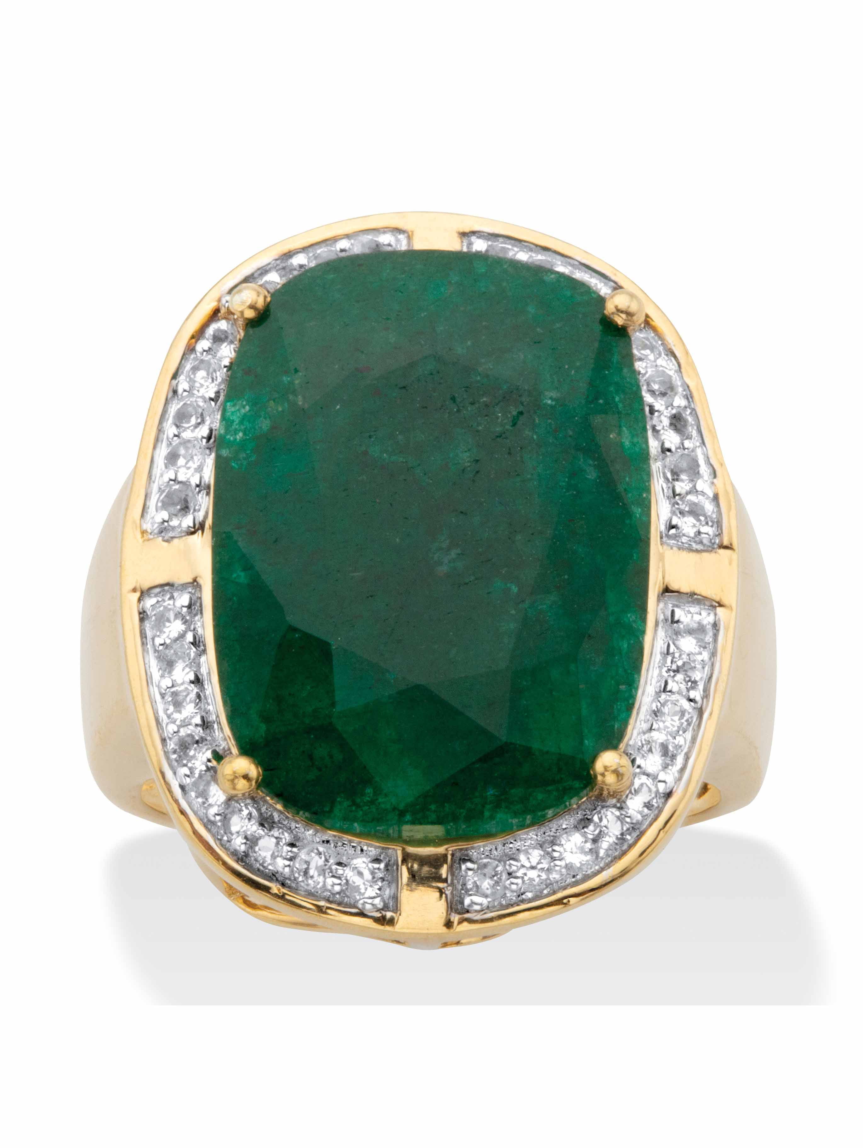 PalmBeach Jewelry Cushion-Cut Genuine Green Emerald and White Topaz Two ...