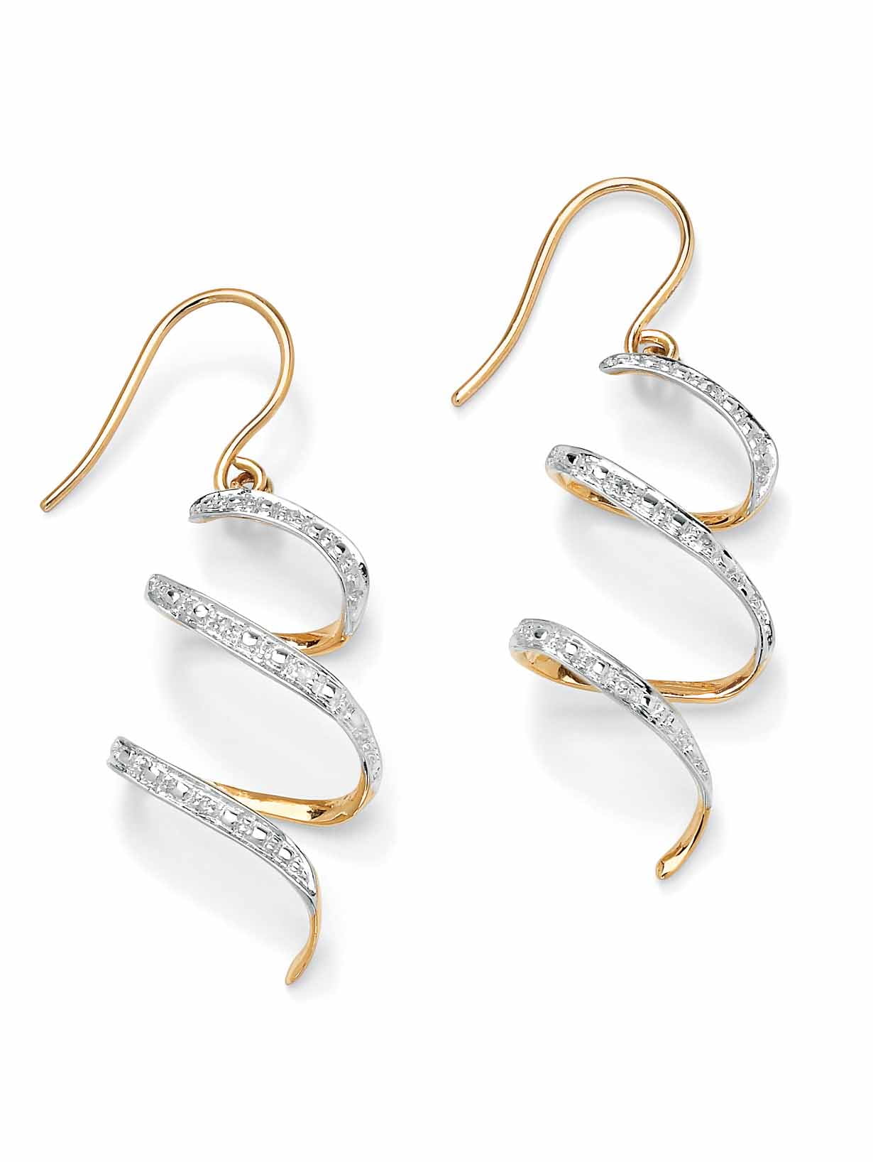 PalmBeach Jewelry Diamond Accent 10k Yellow Gold Ribbon Drop Earrings ...