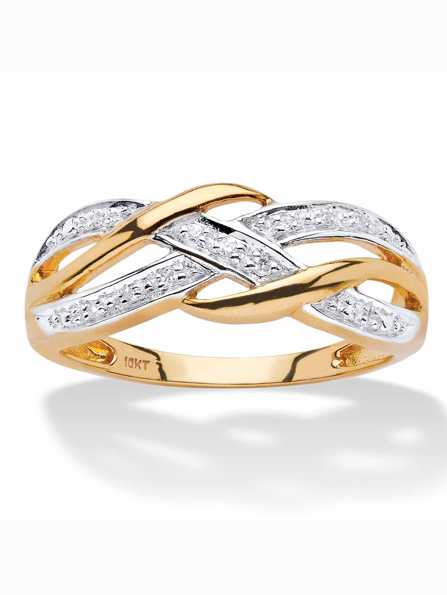 PalmBeach Jewelry 10k Yellow Gold Diamond Accent Braided Crossover Fashion Ring - Walmart.com