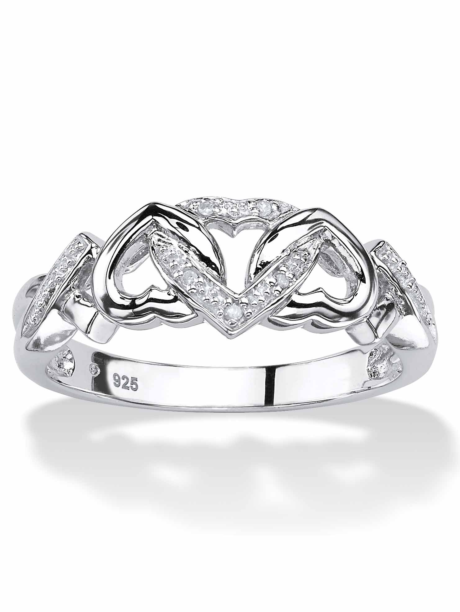 Diamond Accent Sterling Silver Double Heart Promise Ring - Walmart.com