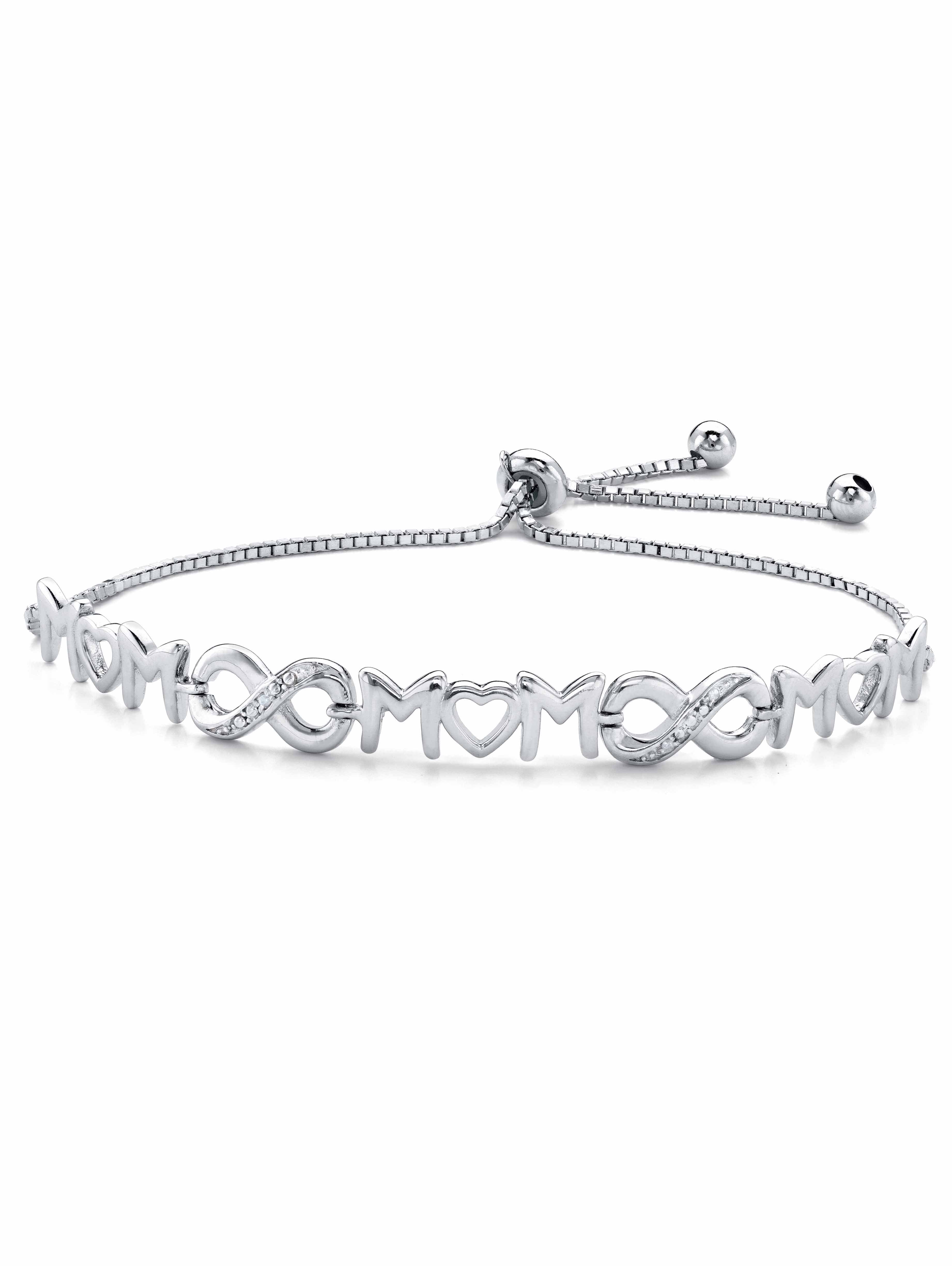 PalmBeach Jewelry Diamond Accent "Mom" Infinity Drawstring Slider ...